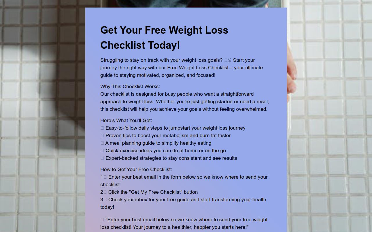 "Kickstart Your Weight Loss Journey: Get Your Free Checklist Now!"